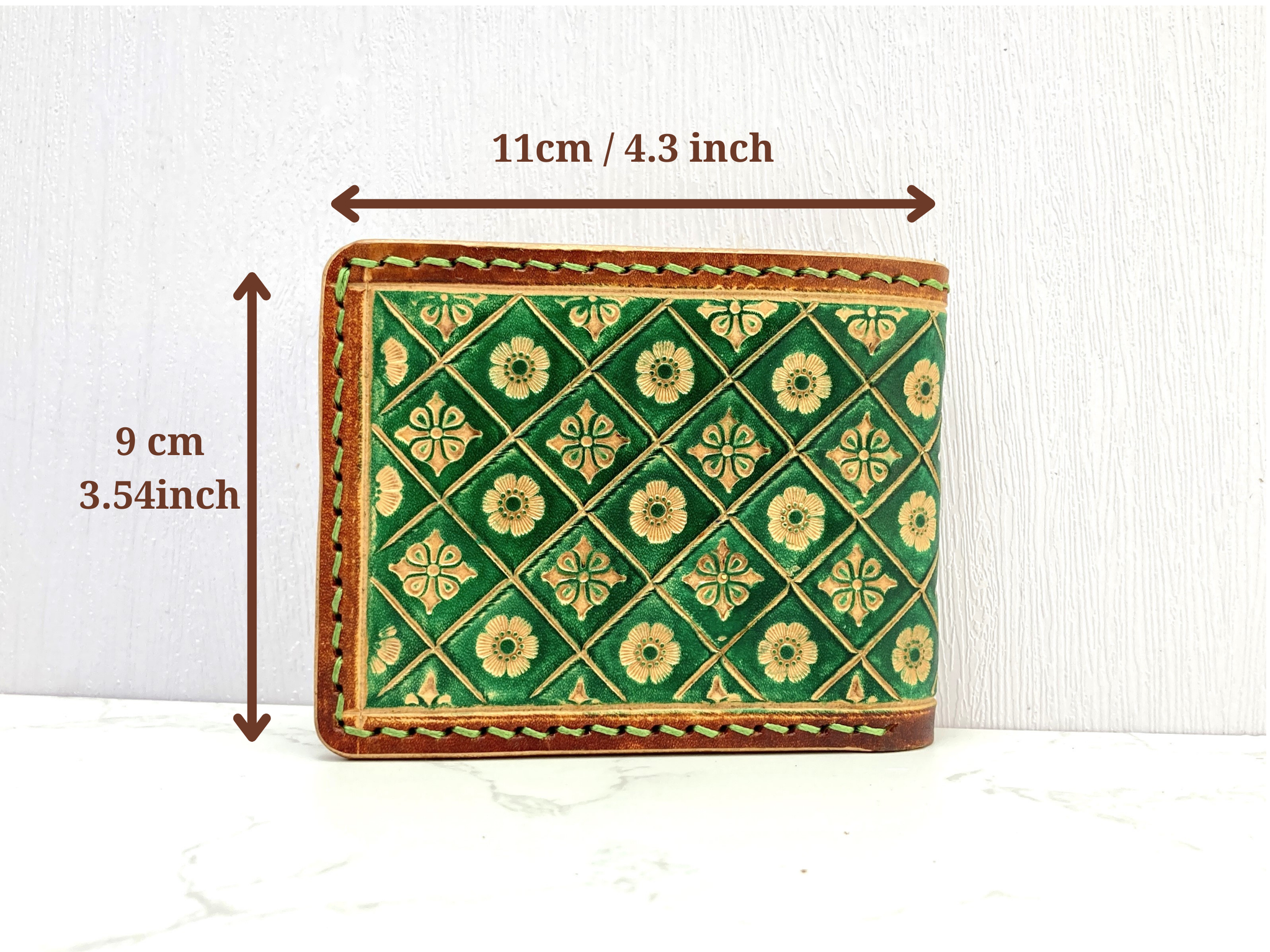 "Green nature" nature inspired leather Slim Bi-fold wallet – Theshoroom